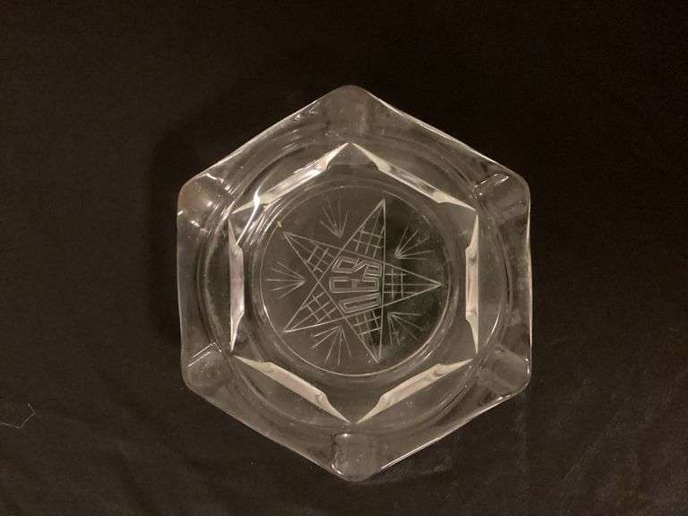 Vintage Hexagonal Eastern Star Engraved Glass Ashtray – Unique Masonic ...