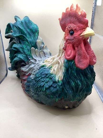 Large Vintage Rooster Statue – Colorful Farmhouse Country Decor ...