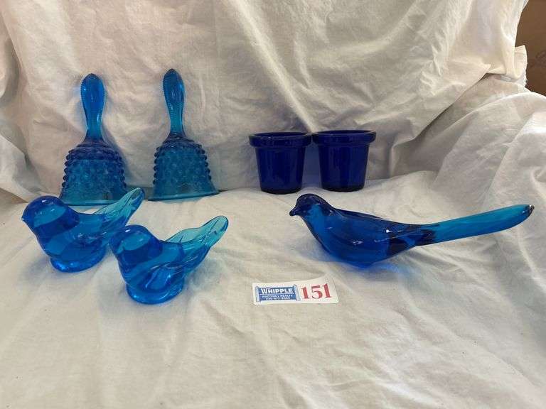 Vintage Hobnail Blue Fenton Bells, Vintage Cobalt Blue “Bird of ...