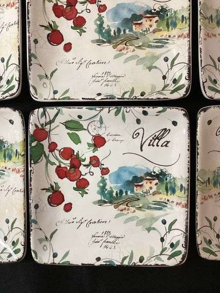 Set of 8 Certified International “Villa” Plates - Auction Ohio