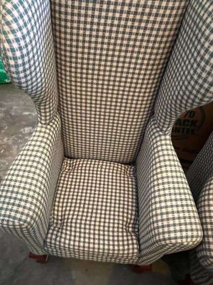 Set of Small Kids Gingham Wingback Chairs - Auction Ohio