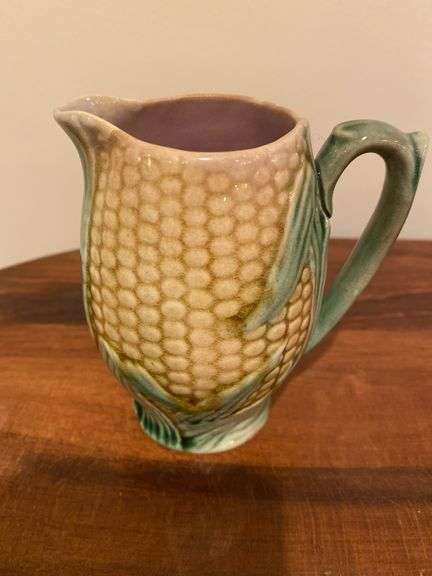 Antique Majolica corn pitcher - Auction Ohio
