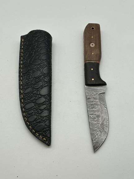 New MHS Cutlery Handcrafted Damascus Steel Knife with Leather Sheath ...