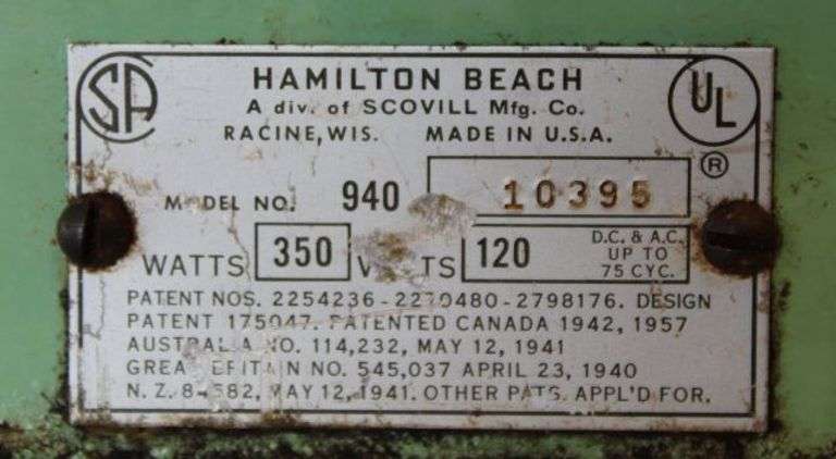 Hamilton Beach Model 940 Milkshake Mixer with Stainless Steel Cups ...