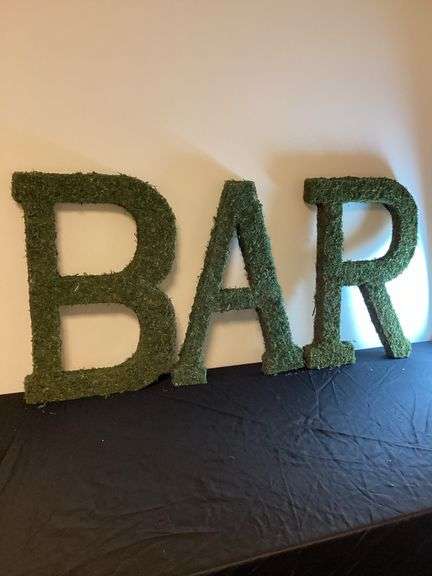 Moss-Covered "BAR" Decorative Letters - Auction Ohio