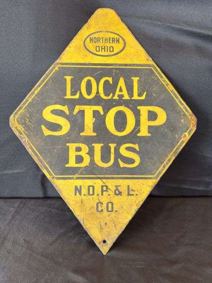 N.O.P. & L Local Bus Stop Sign - Auction Ohio