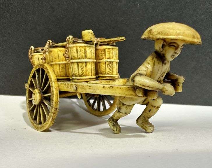 Vintage Japanese Miniature Celluloid Geisha Rickshaw & Man Pulling ...