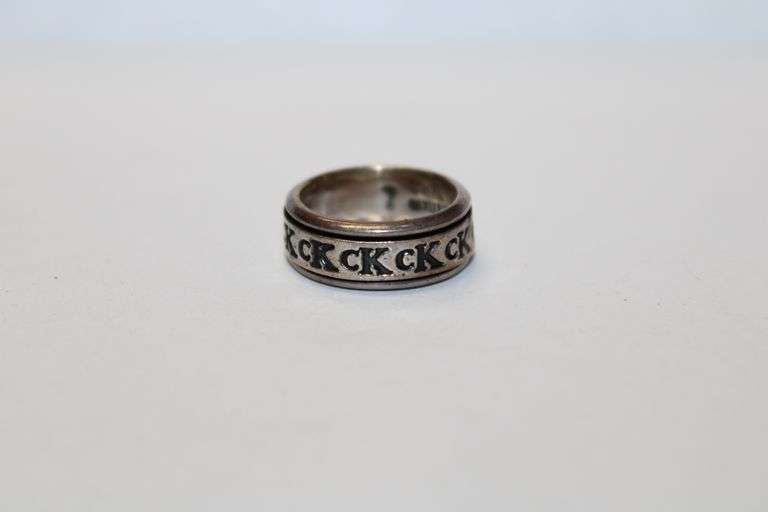 Sterling Silver Etched cK Ring - Auction Ohio