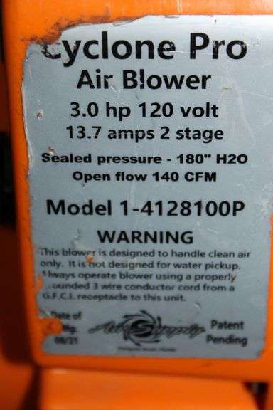 Cyclone Pro 3.0 HP Air Blower Model 1-4128100P - Auction Ohio