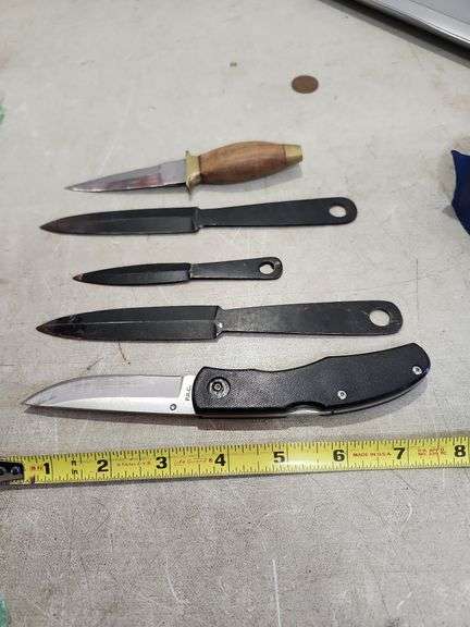 3 Pakistan Throwing Knives, 1 Dagger Knife & P.R.C Pocket Knife *Must ...