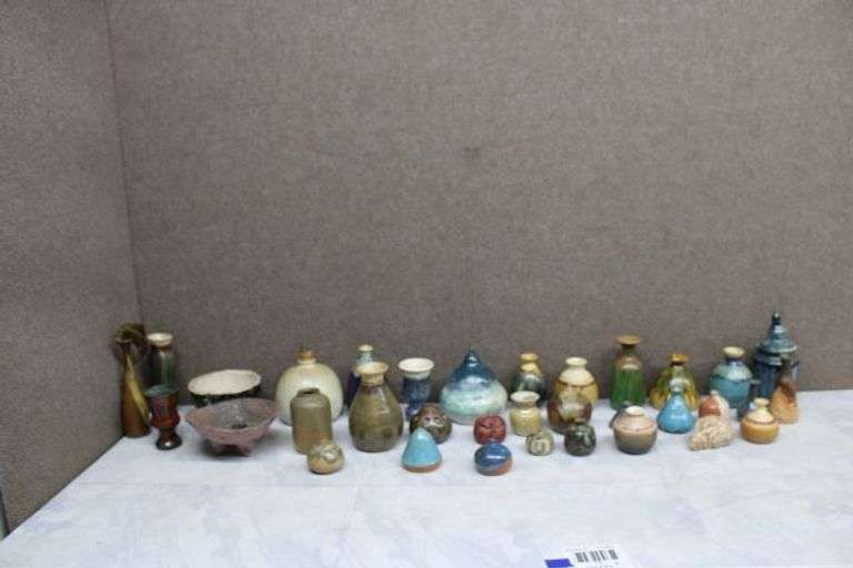 Collection of Small Glazed Ceramic Vessels and Sculptural Pieces ...