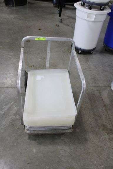 Stainless Steel Cart with Plastic Lids and Metal Trays - Auction Ohio
