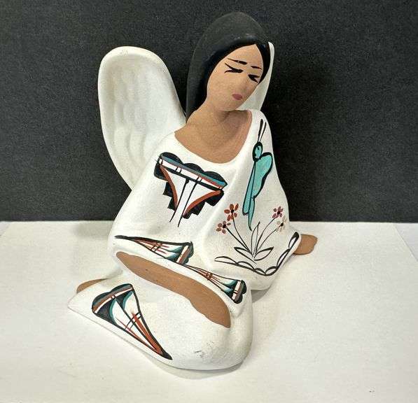 Native American Indian Isleta Pueblo NM Hand Painted Ceramic 5.5" Angel ...