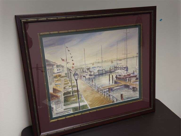 Signed Harbor Scene Print - Auction Ohio