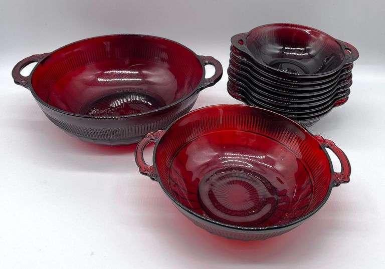 Vintage Anchor Hocking Ruby Dishes - Auction Ohio