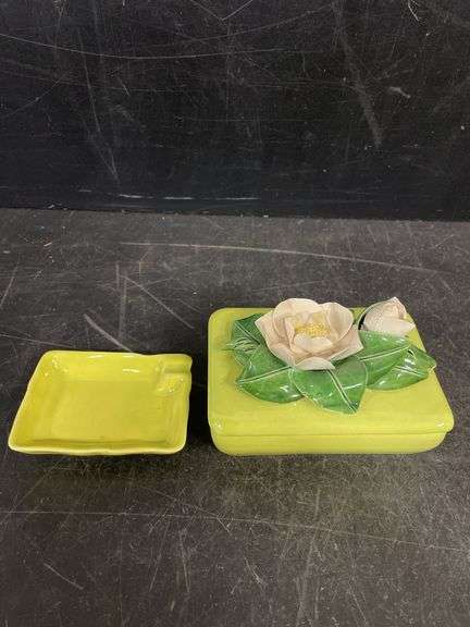 Porcelain Cigarette Box & Ashtray Set - Auction Ohio