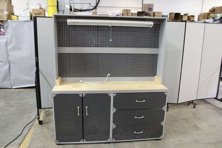 Coleman Heavy-Duty Wood Laminate Workbench With Pegboard and Storage ...