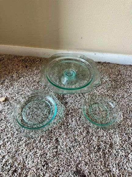 Depression glass serving set - Auction Ohio