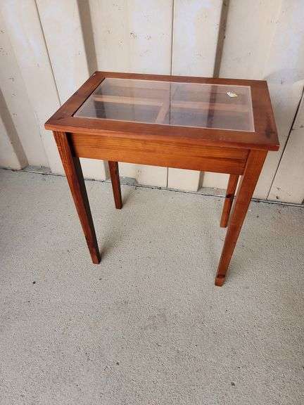 Wood Shadow Box End Table 18"X12"X20" - Auction Ohio