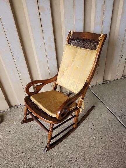 Vintage Cane Bottom Rocker Cane Weave Back Is Damaged 21"X33"X38" W ...
