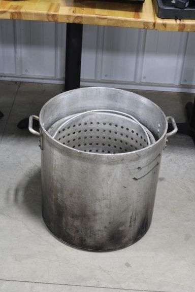 80 Quart Aluminum Stock Pot with Perforated Basket Insert - Auction Ohio