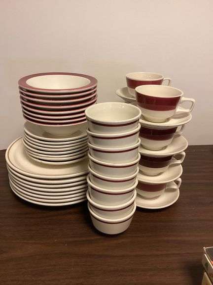 Vintage Homer Laughlin Best China Dinnerware Set – Red & White ...