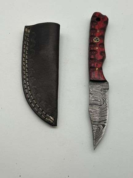 New MHS Cutlery Handcrafted Damascus Steel Knife with Leather Sheath ...