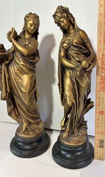 Mid Century Goddess 20" Statues Hollywood Regency Marwal Chalkware Figurines - Auction Ohio