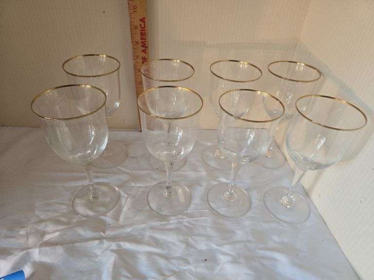 Noritake gold rim crystal water goblets - Auction Ohio