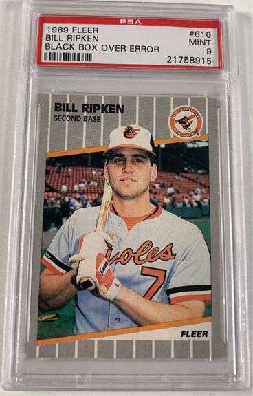 1989 Fleer Billy Ripken F-Face Black Box PSA 9 Mint - Auction Ohio