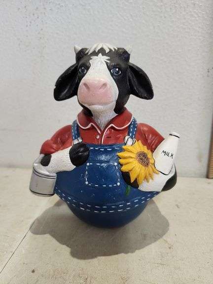 Hand Painted Ceramic Cow Musical Figure Works - Auction Ohio