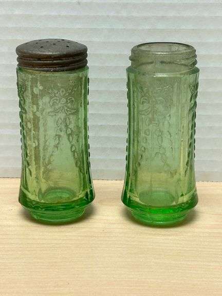 Green Depression Glass Shakers - Auction Ohio
