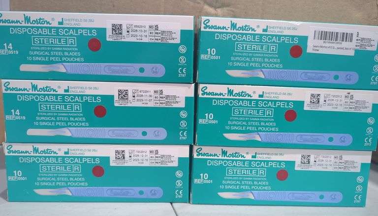 (60) Swann-Morton Sterile Disposable Scalpels 6 Boxes - Auction Ohio