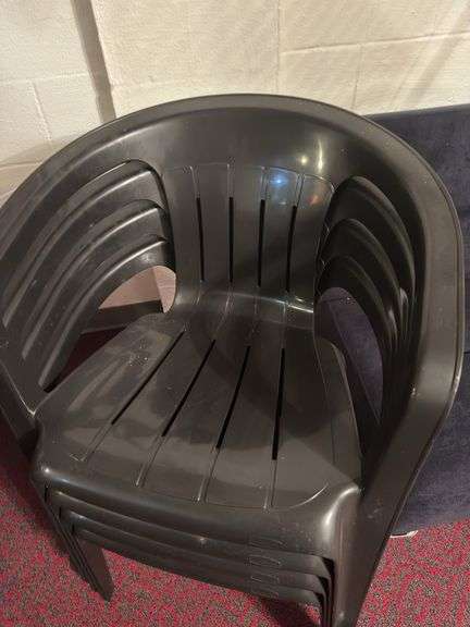 Four stacking Rubbermaid outdoor chairs - Auction Ohio