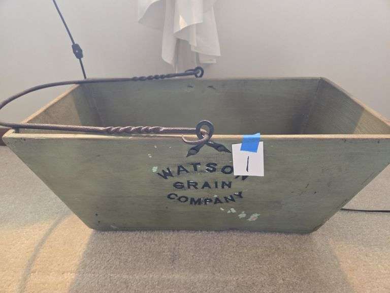 Antique Watson Grain Company Wooden Bucket - Auction Ohio