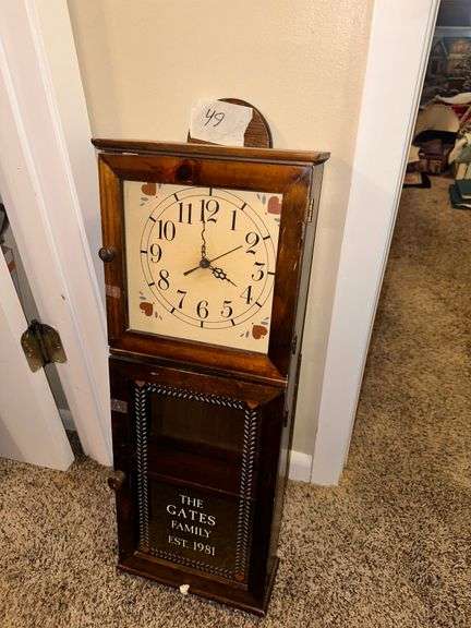 Wooden wall clock with glass panel - Auction Ohio