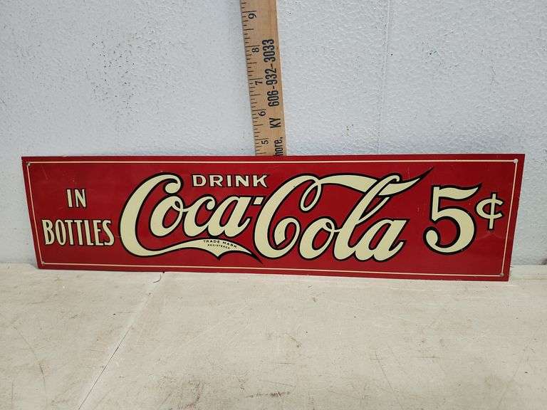 Metal Reproduction Coca-Cola Sign 18''X4.5'' - Auction Ohio