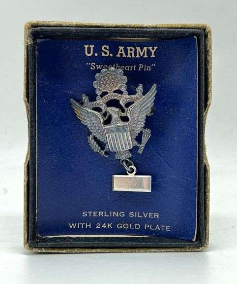 U.S. Army Sweetheart Pin, Sterling Silver and 24k Gold - Auction Ohio