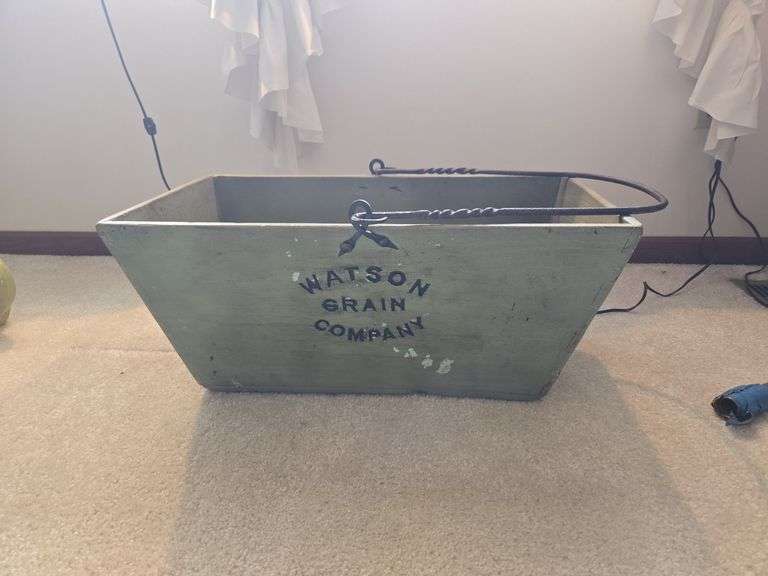 Antique Watson Grain Company Wooden Bucket - Auction Ohio