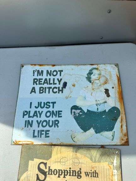 Two Humorous Metal Signs - Auction Ohio