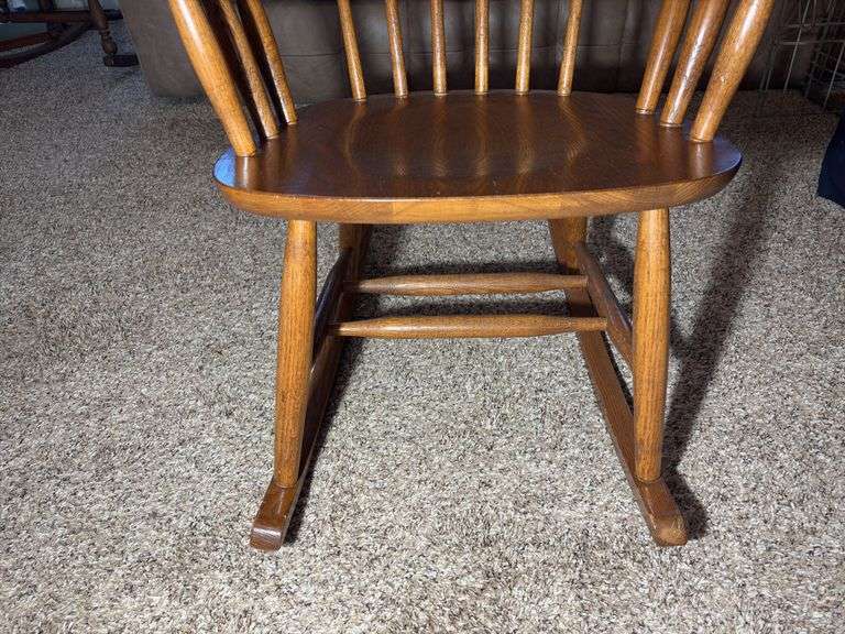 Oak Spindle Back Rocker - Auction Ohio