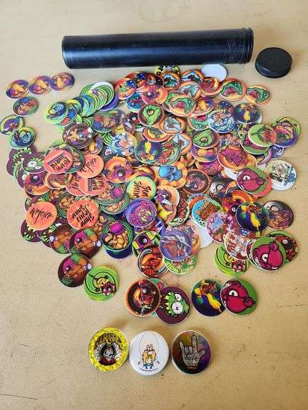 12" Container With Assorted Pogs & 3 Smashers - Auction Ohio
