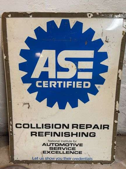 Vintage Car Shop metal signs - Auction Ohio