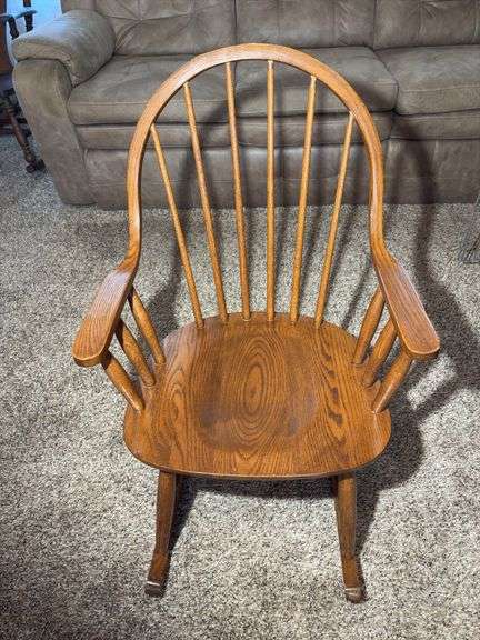 Oak Spindle Back Rocker - Auction Ohio