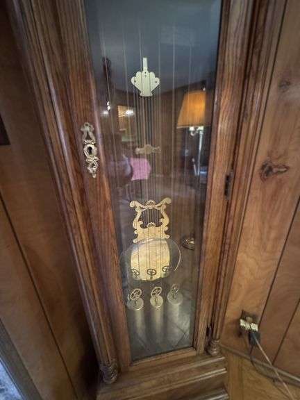 Beautiful Pearl Grandfather Clock with key - Auction Ohio
