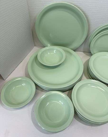Mid Century Jadeite Melamine Melmac Restaurant Cafeteria Dinnerware Set ...