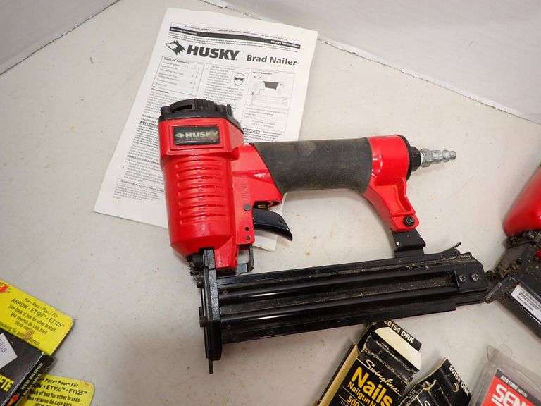 TWO TESTED Husky Braid Nailer Guns w/boxes of nails! - Auction Ohio