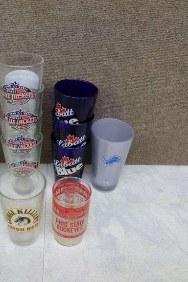 Assorted Glassware Including Sports-Themed Tumblers and Cartoon-Themed ...