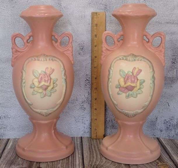 Hull Pottery Matching Pair - Urn Style Ceramic Lamps Bases - Auction Ohio