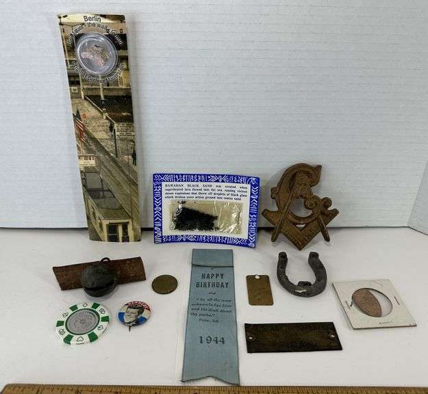 Antique Vintage Collectible Lot Berlin Wall Tokens Brass Bell Kennedy ...